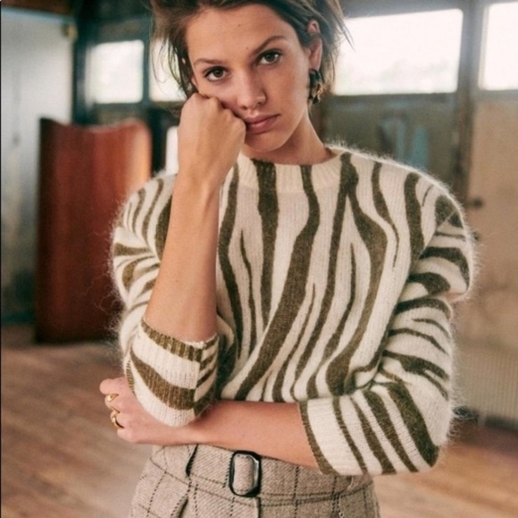 Sezane | Sweaters | La Maille Szane Indiana Zebra Stripe Khaki Kid ...